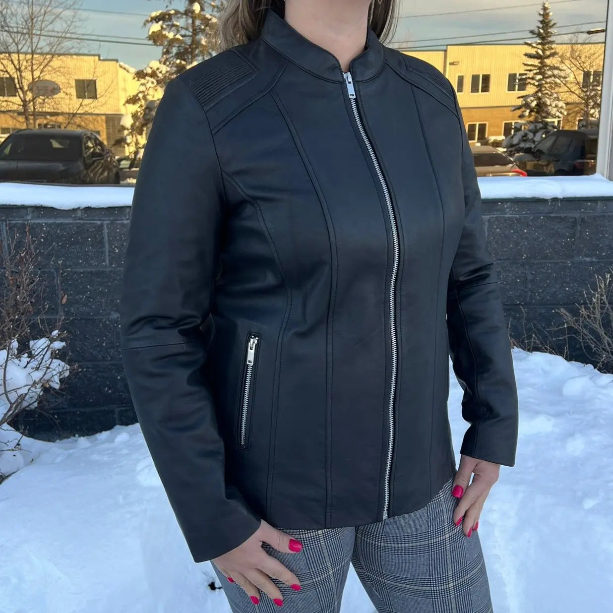 BOL Women's Paulina Ribbed Shoulder Leather Jacket - Boutique of
