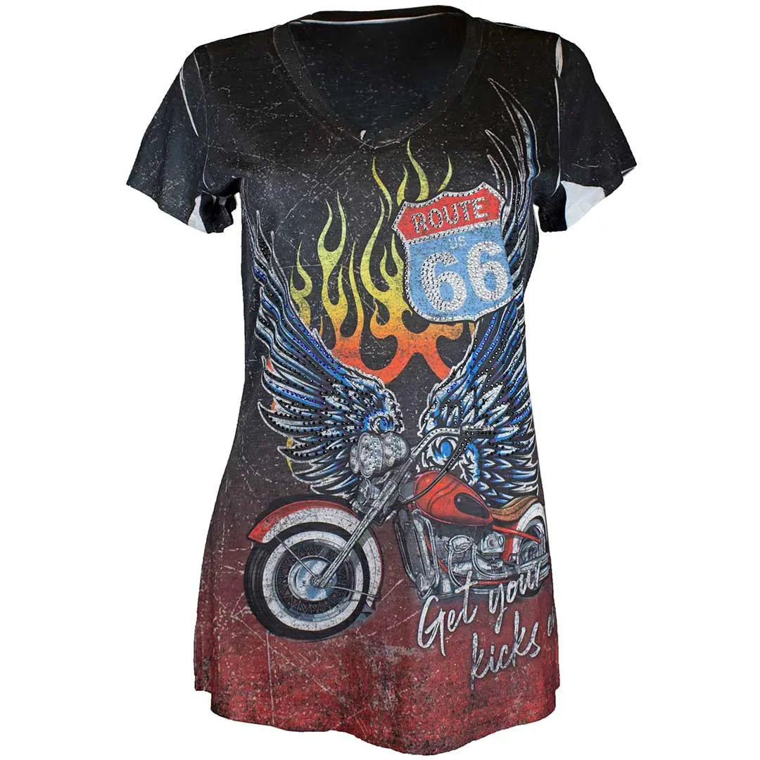 Big Bang Clothing Women's Route 66 T-Shirt - Boutique of Leathers/Open