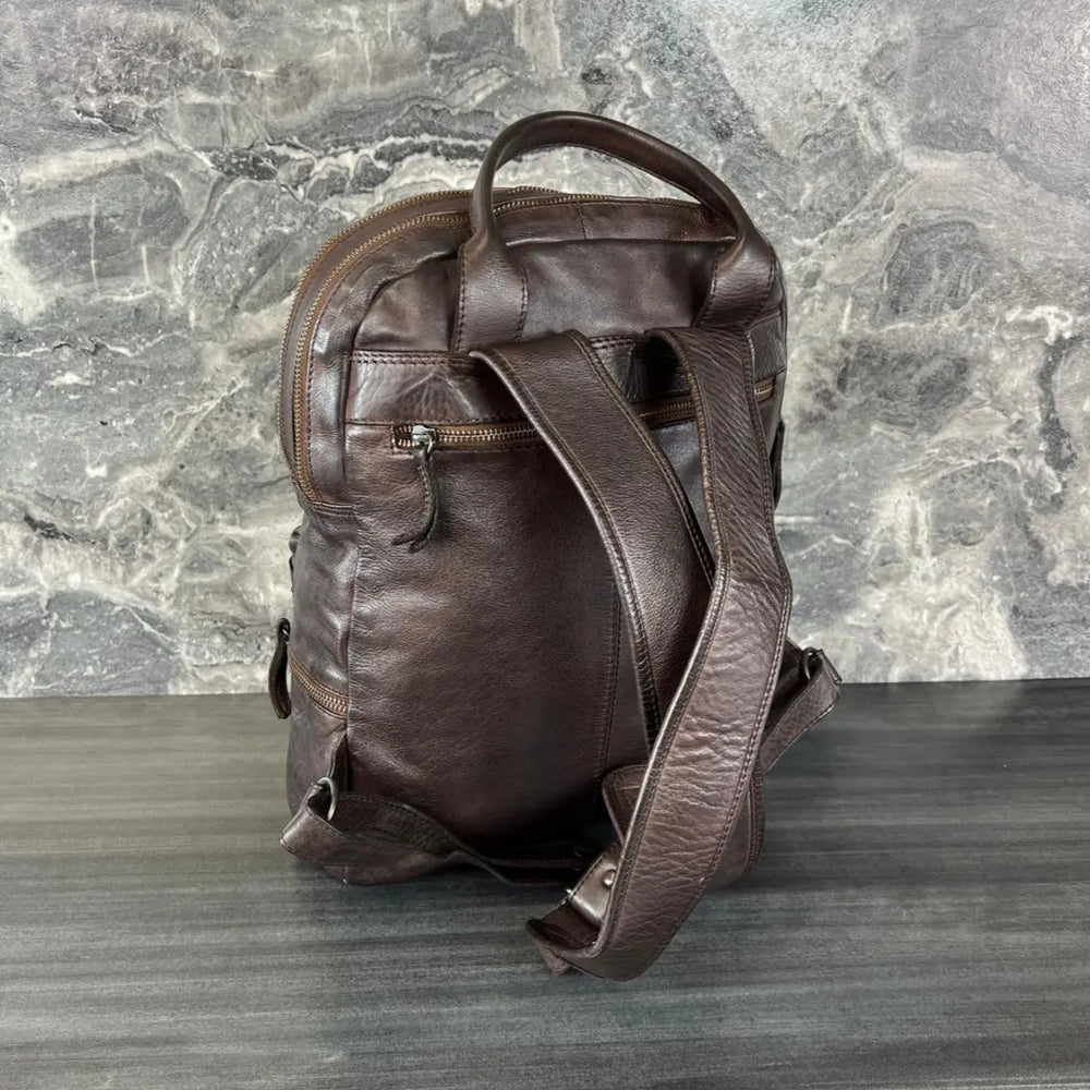 MET Multi-Pocket Leather Backpack with Dual Carry Handles - Boutique of ...