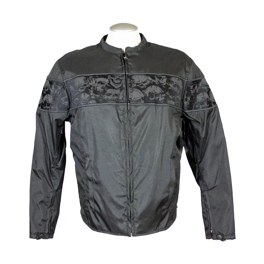 Open Road Men's Reflective Skull Textile Motorcycle Jacket - Boutique