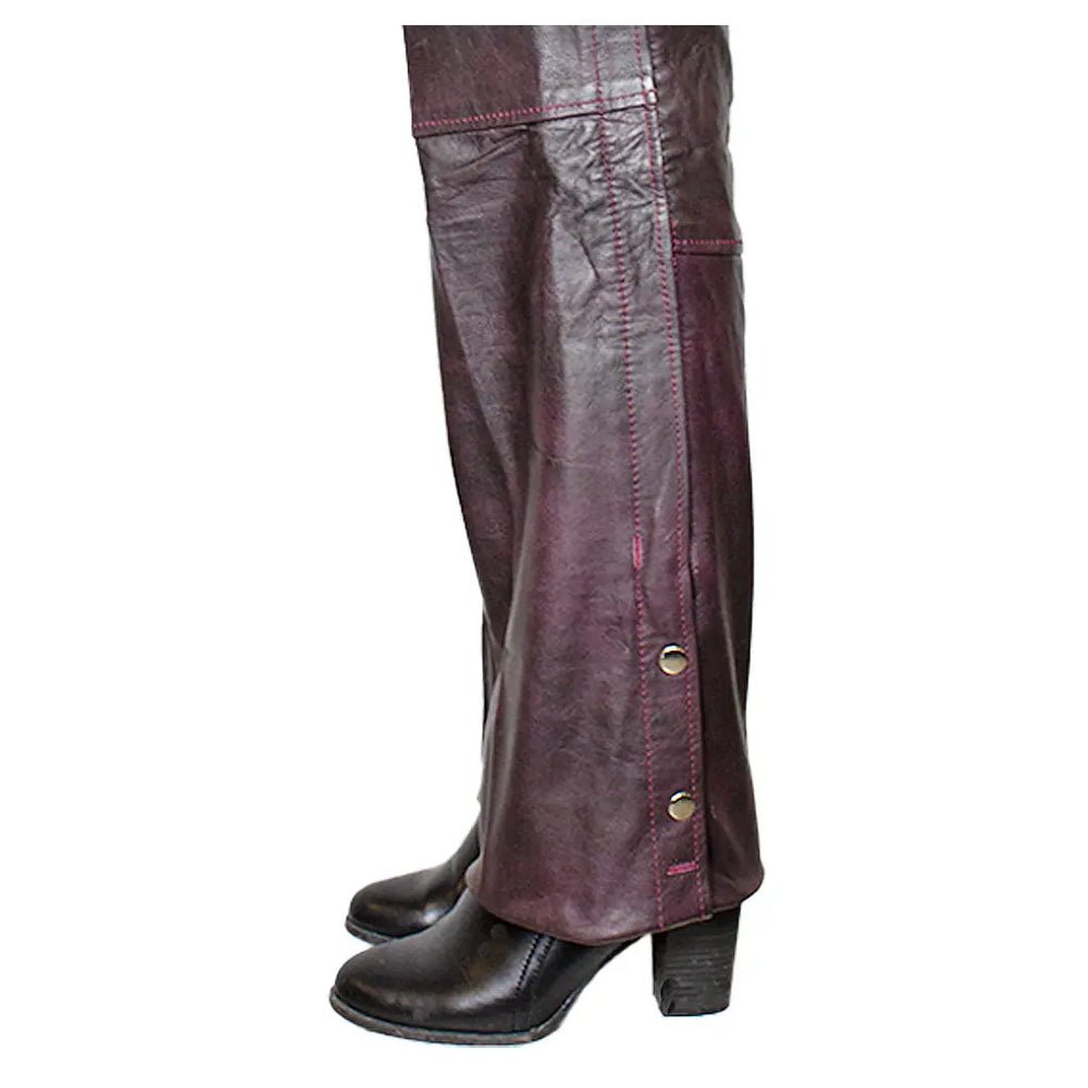 Open Road Women's Dark Purple Wash Leather Chaps - Boutique of
