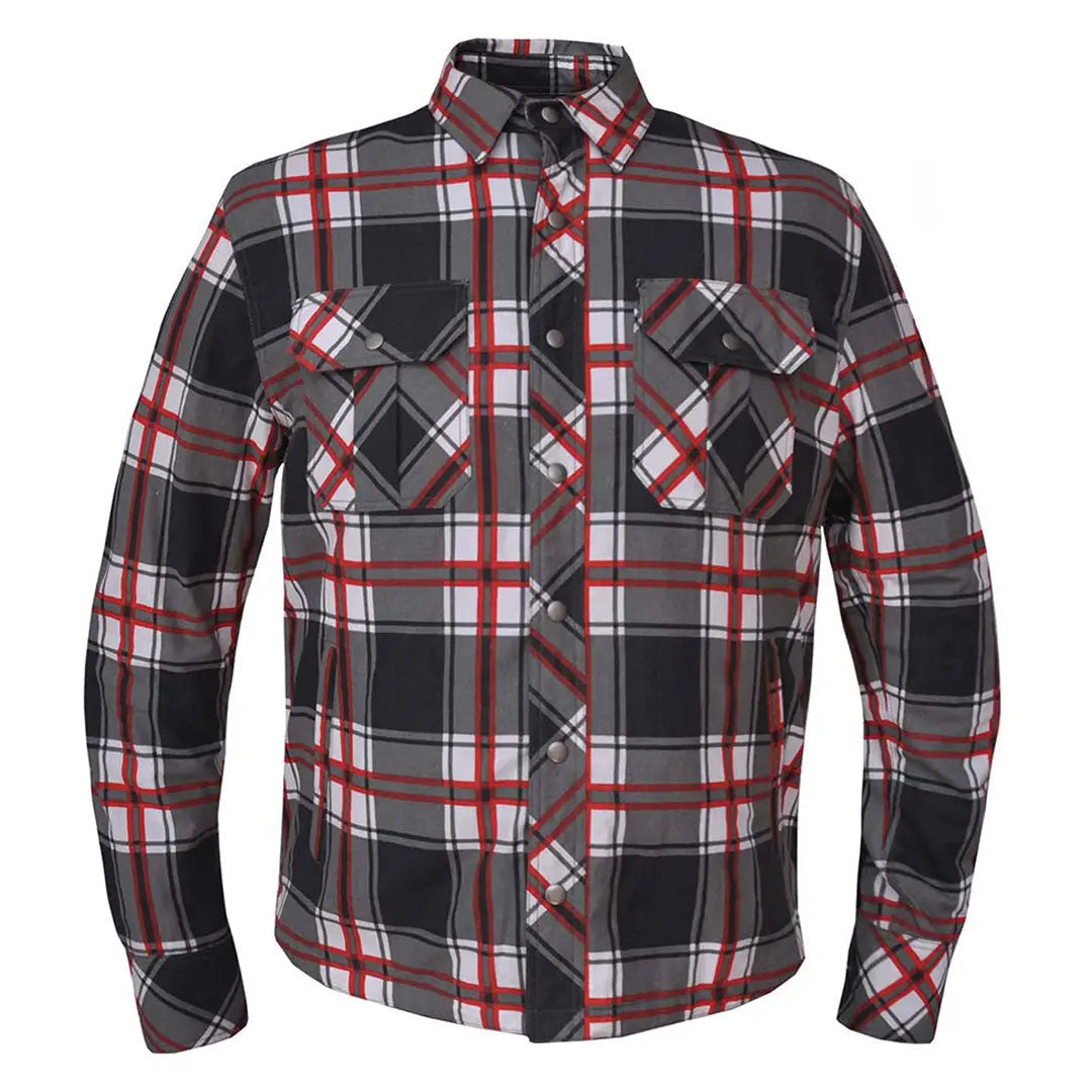 Unik International Men's Red and White Riding Flannel Armoured Shirt ...